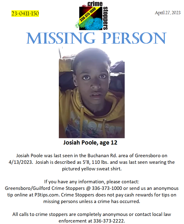 Missing Persons - Greensboro/Guilford Crime Stoppers
