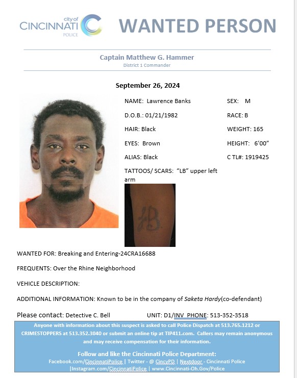 Wanted Suspects - Greater Cincinnati / N. Kentucky Crime Stoppers